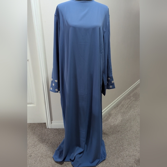 Mariam's Collection | Dresses | Blue Abaya Dress With Daisies On The ...
